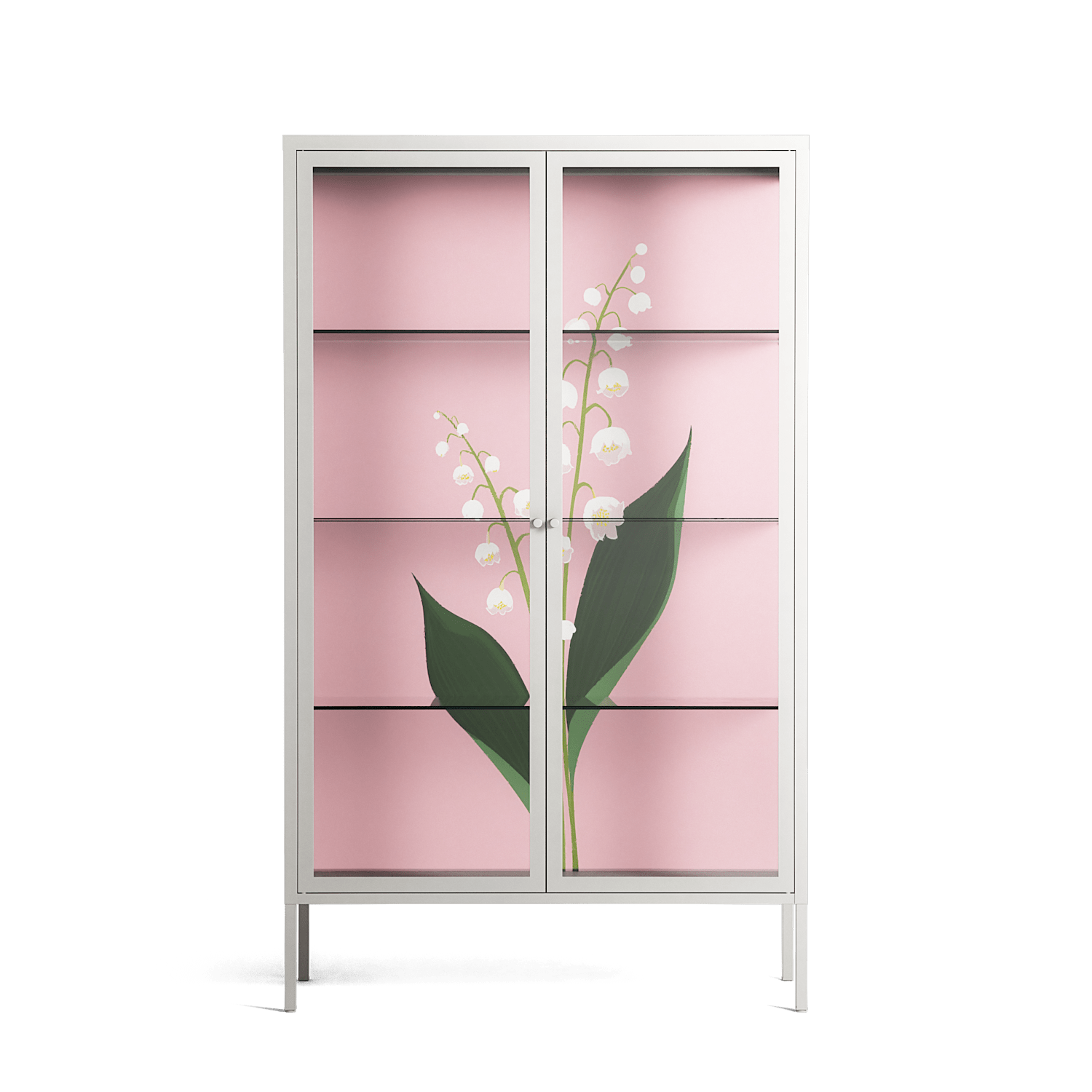 Kalas Konvalj - Cabinet - Nur Rydberg - Chalk - Clear glass – Workdeco