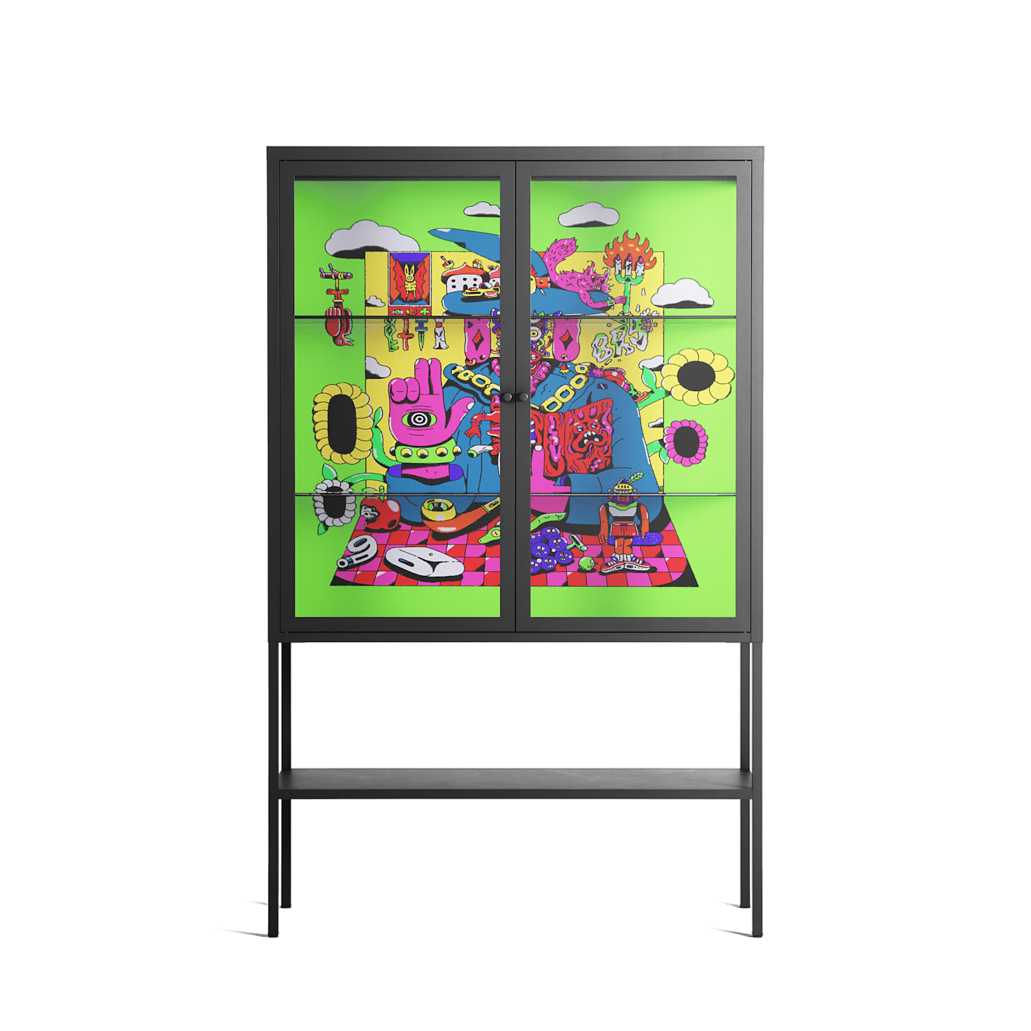 Wizard - Loft Cabinet - Cezar Berje - Antracite - Clear glass – Workdeco