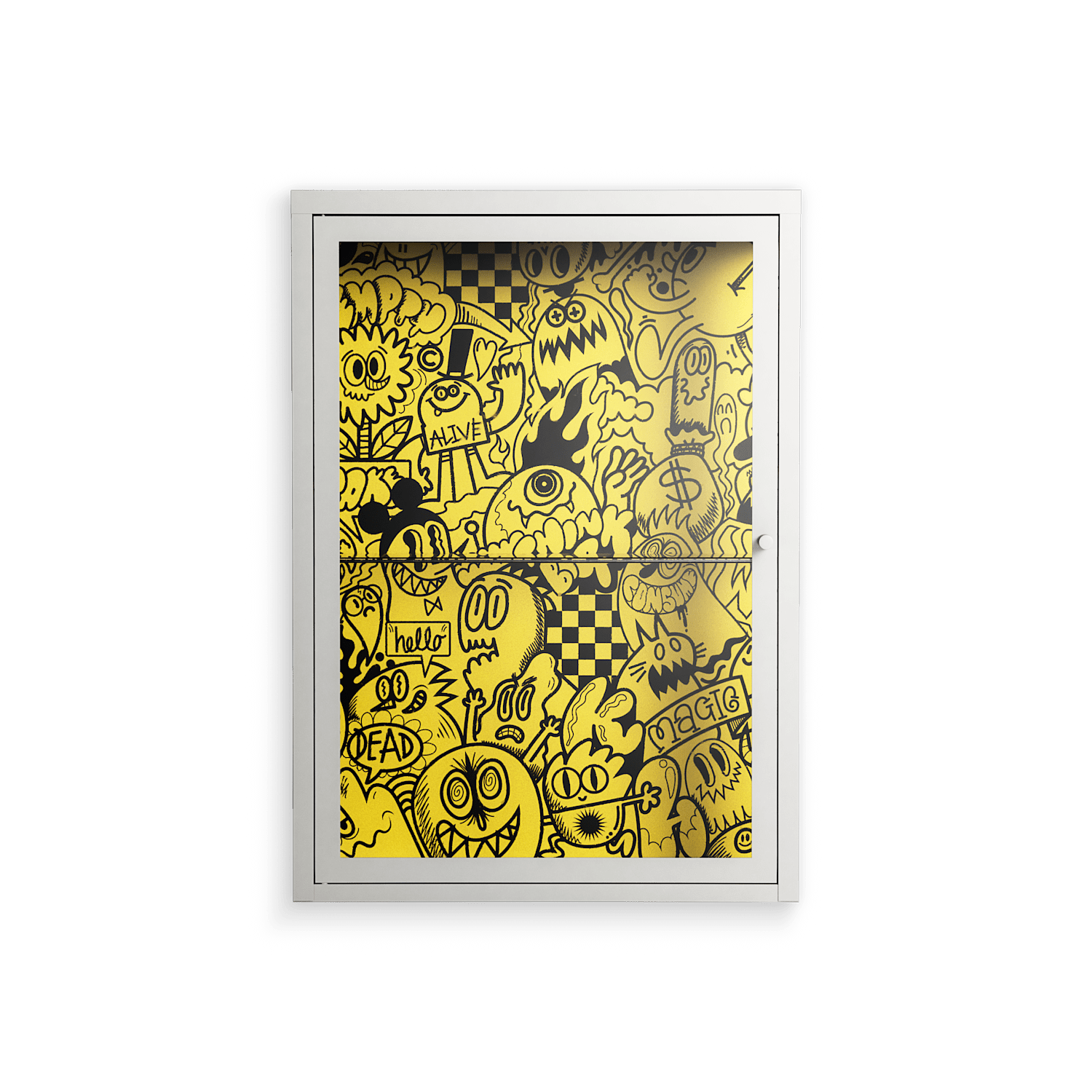 What a Mess - Wall Cabinet - Craig Watkins - Chalk - Clear glass – Workdeco